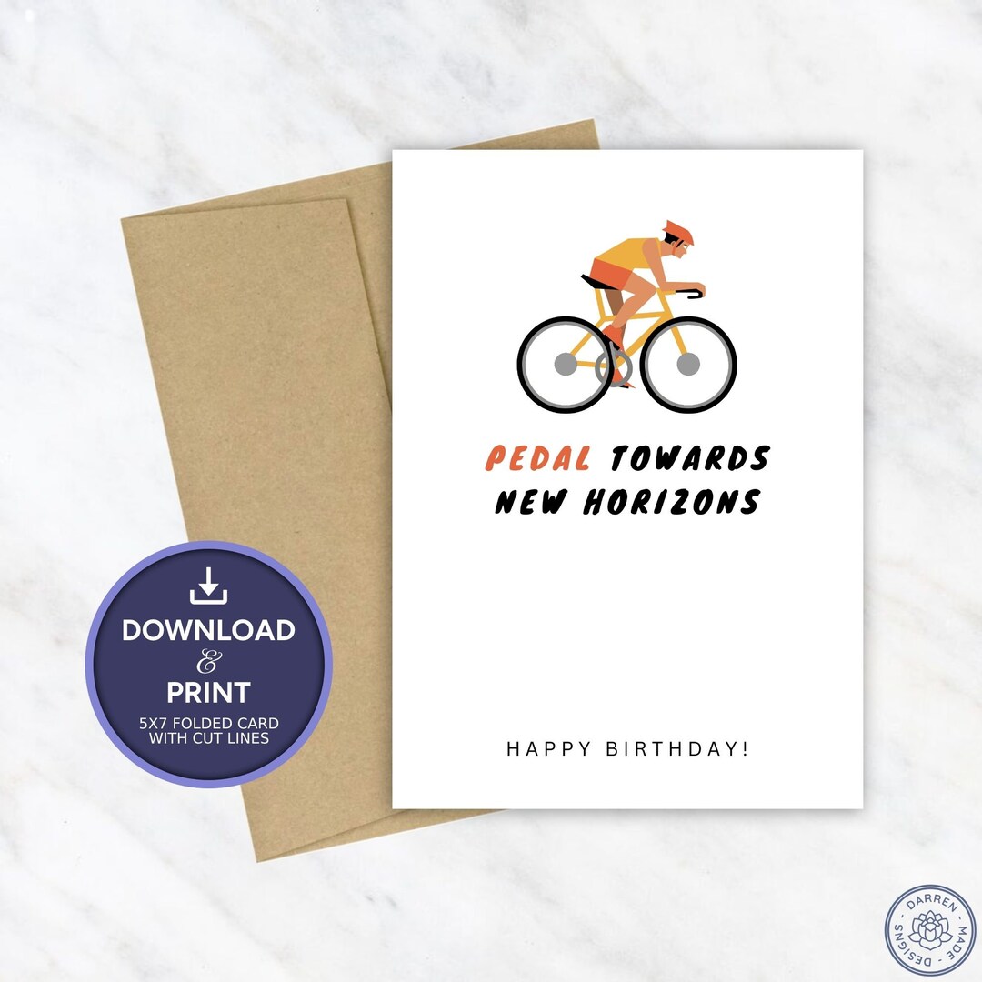 Printable Birthday Card | Biking Cycling Birthday Card | Instant ...