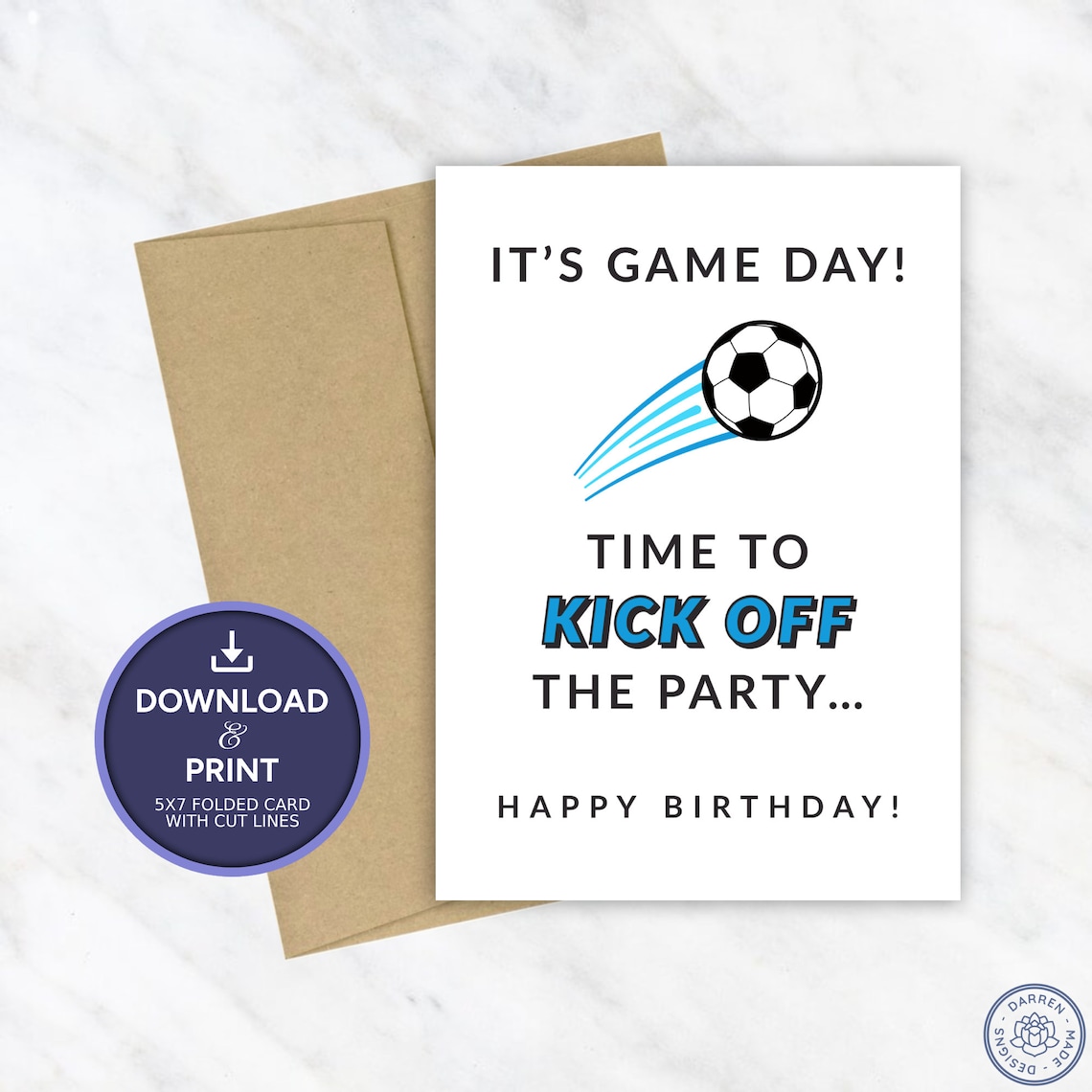 Soccer Birthday Card, Digital Printable Birthday Card, Funny Sports ...