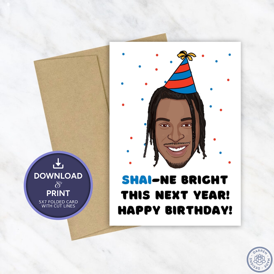Shai Gilgeous-alexander Birthday Card | Printable Birthday Card | NBA ...