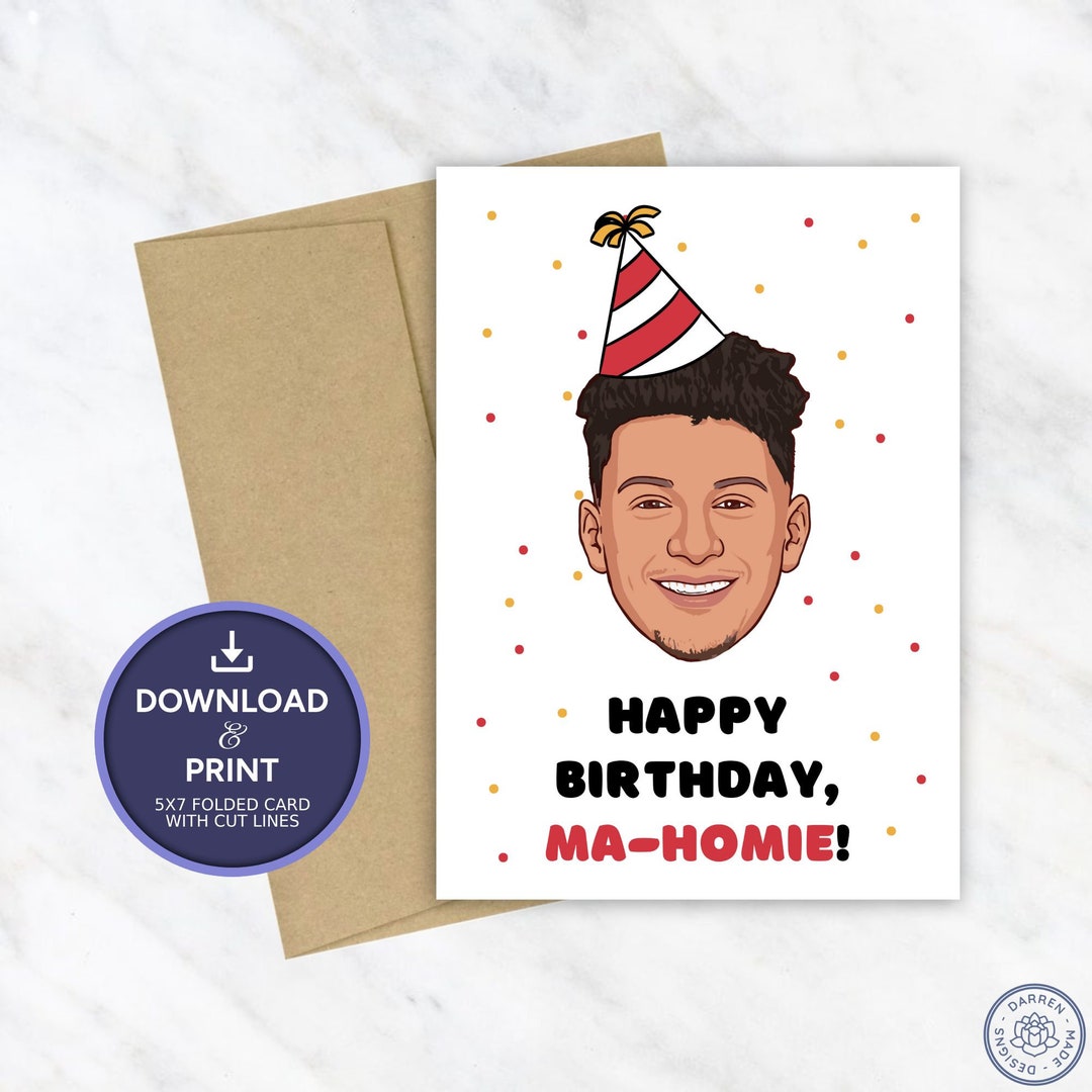 Patrick Mahomes Birthday Card | Printable Birthday Card | Kansas City ...
