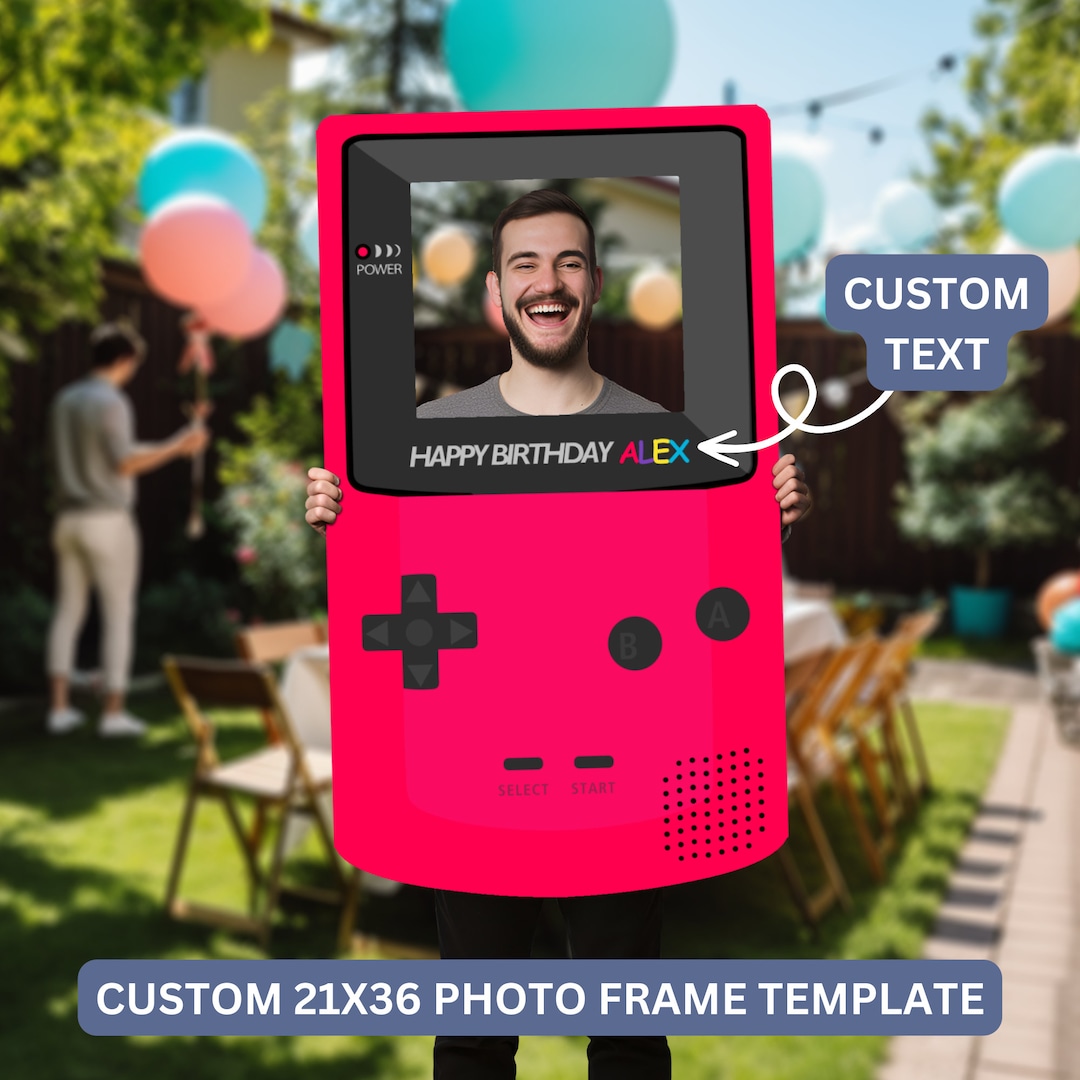 Gamer Birthday Photo Frame, Game Boy Photo Prop, Gameboy Birthday Photo ...