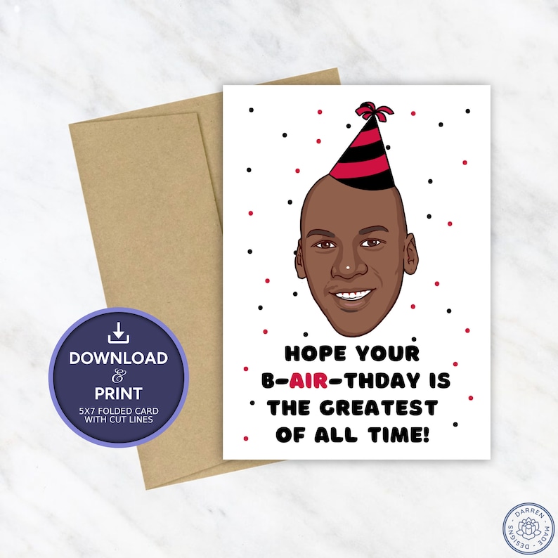 Michael Jordan Birthday Card | Printable Birthday Card | NBA Chicago ...