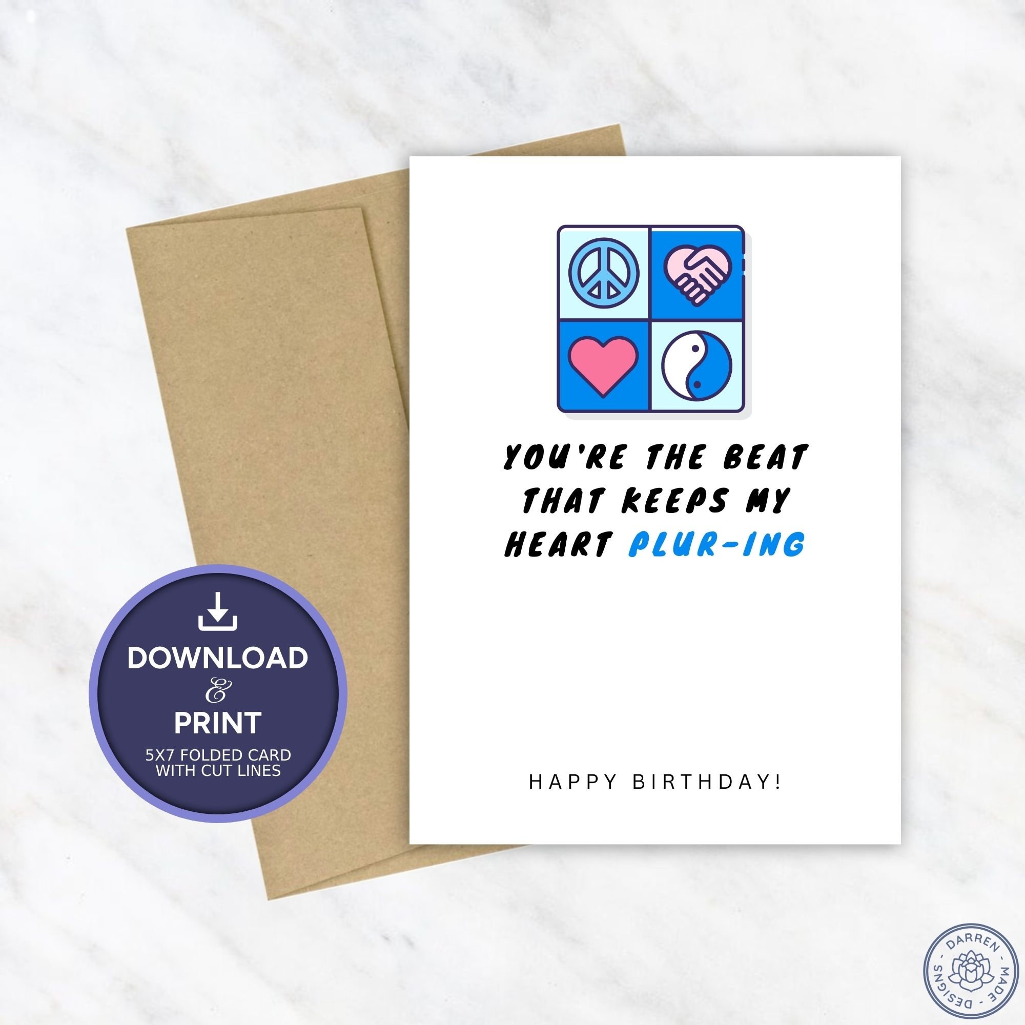 Printable Birthday Card | Plur EDM Birthday Card | Instant Digital ...