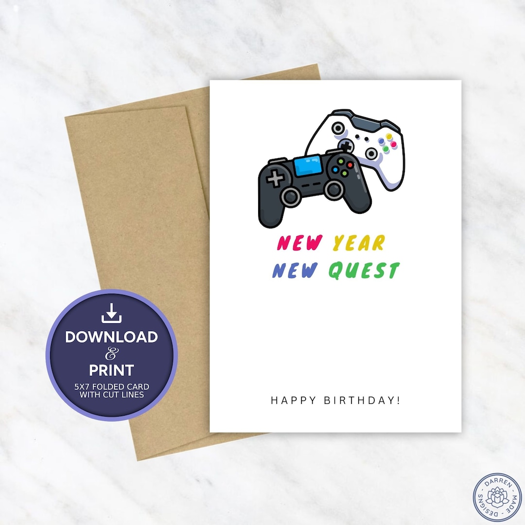 Printable Birthday Card | Gamer Controller Birthday Card | Instant ...