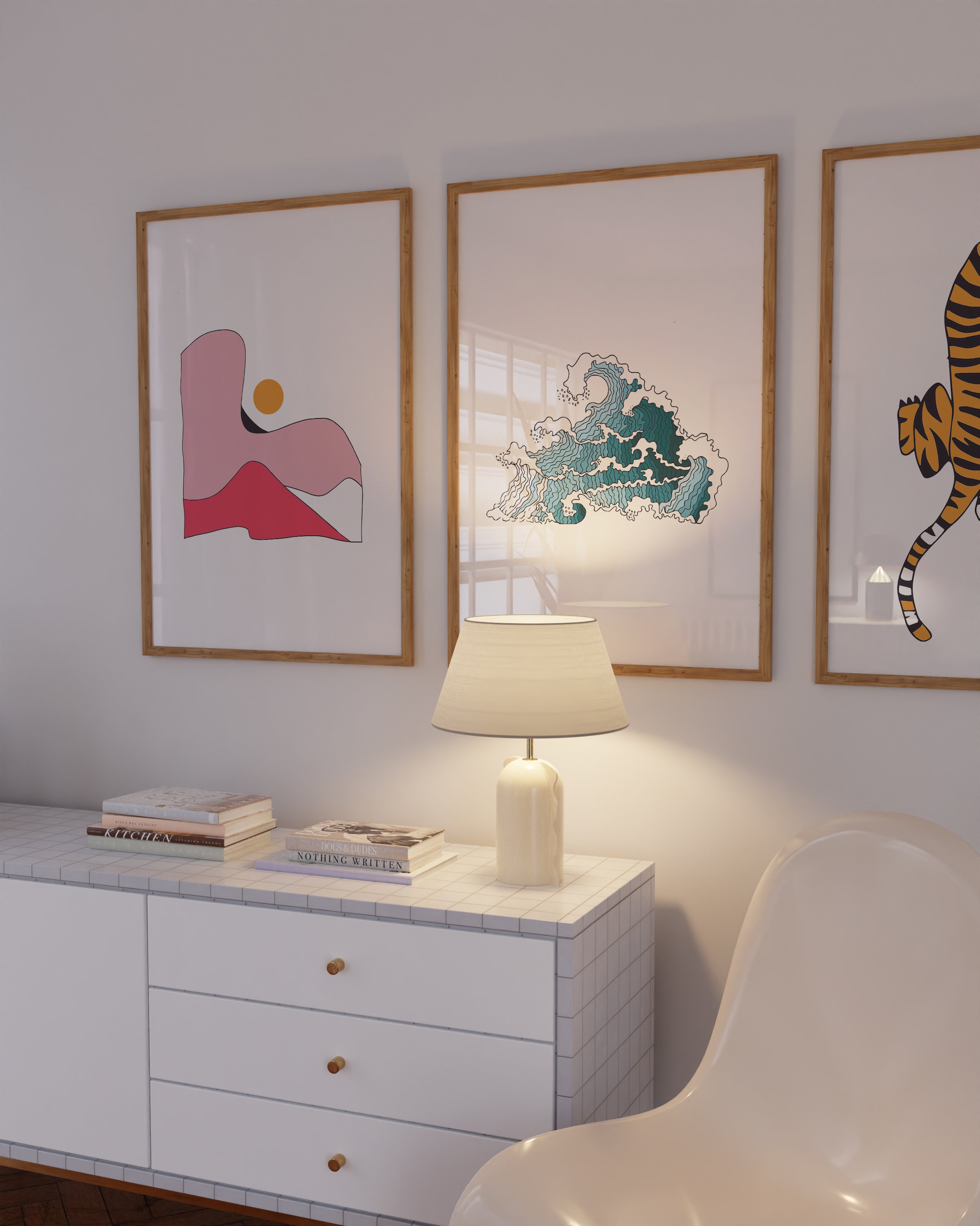 Minimalist Wave Digital Art Print Great Wave Blue & White Printable ...