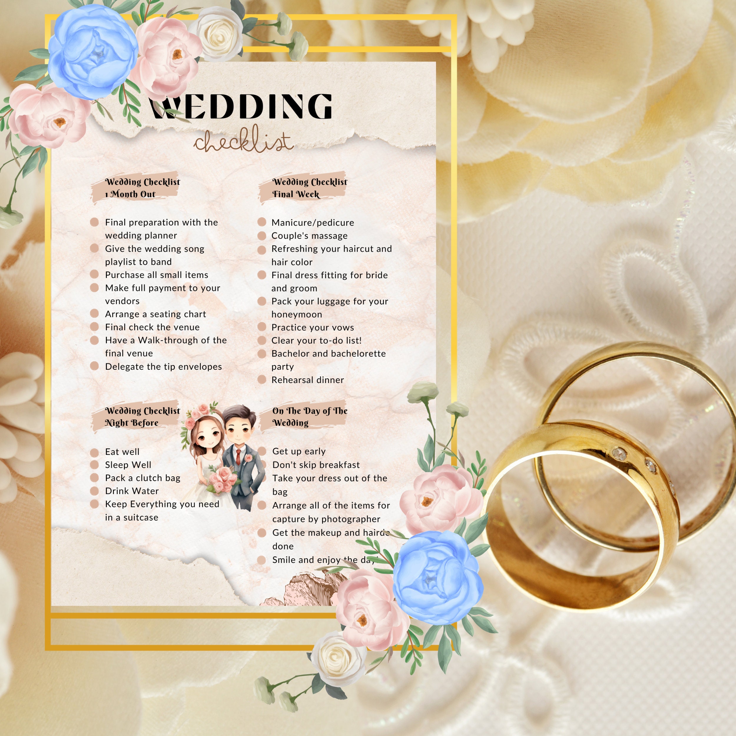 Ultimate Wedding Checklist Planner, Bride-to-be Organizer, Printable ...