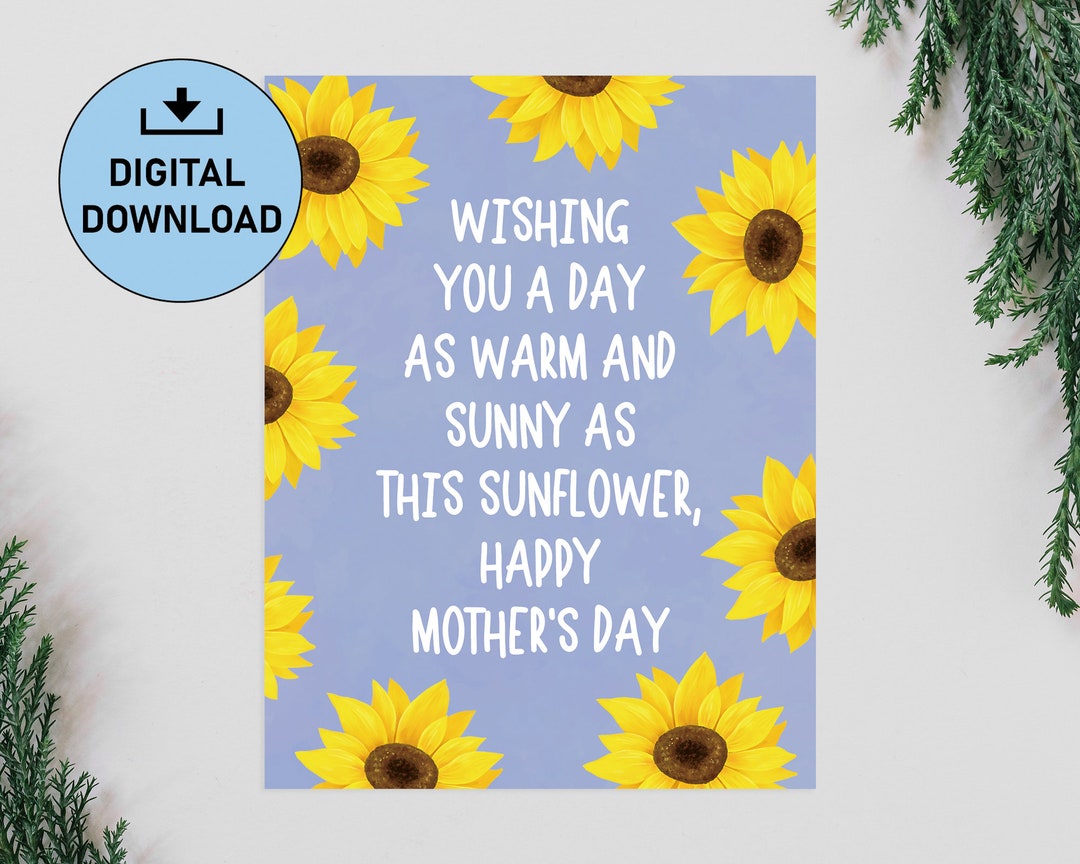Happy Mother's Day Sunflower Card With Quote Greeting Card for Mothers ...