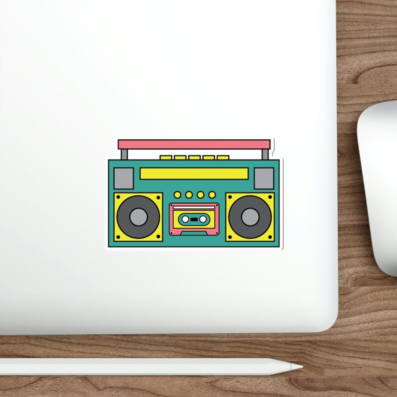 90s Throwback Boombox Pink and Teal Laminate Vinyl Die Cut - Etsy