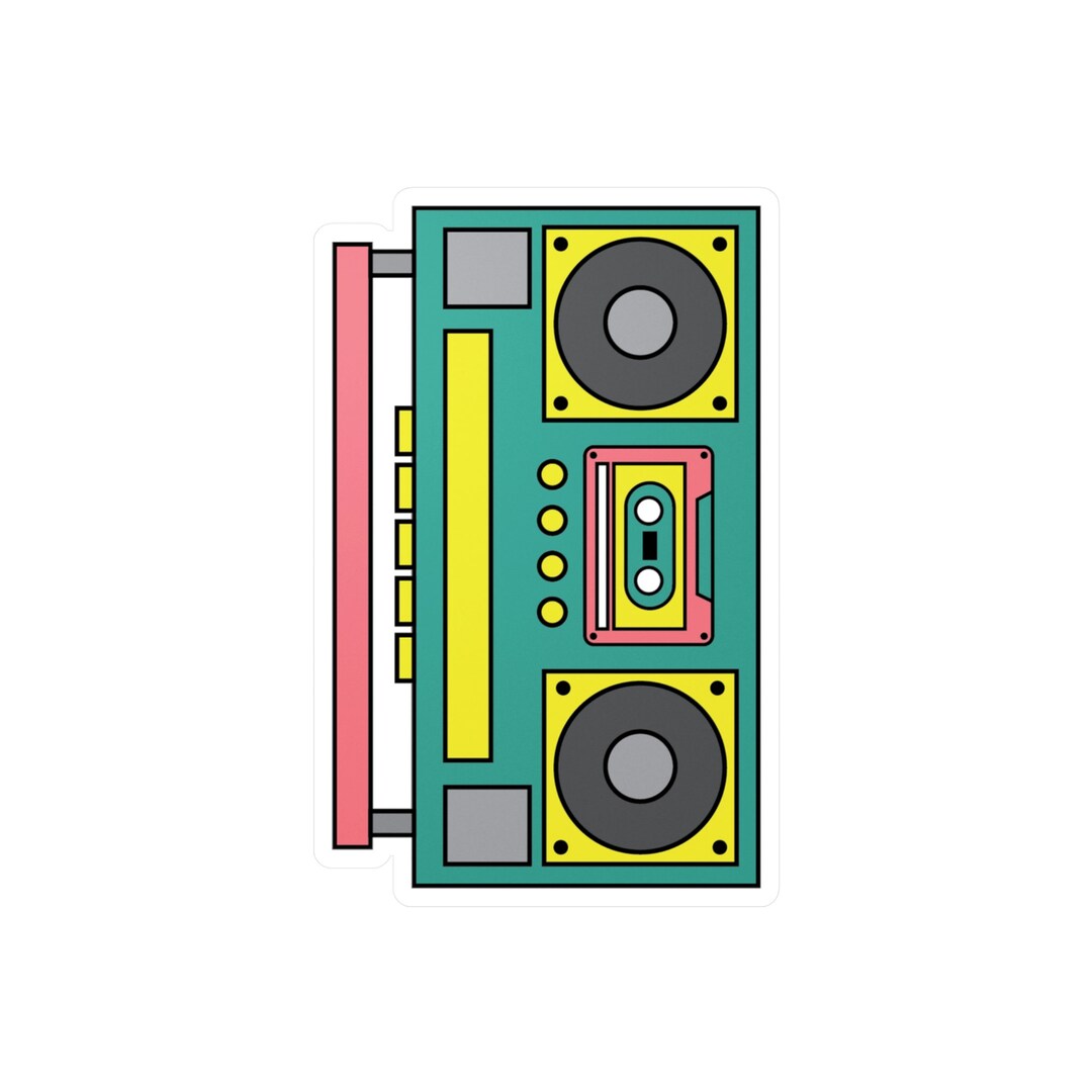 90s Throwback Boombox Pink and Teal Laminate Vinyl Kiss-cut Sticker ...