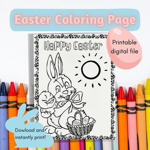 Printable Easter Bunny Coloring Page for Kids - Etsy