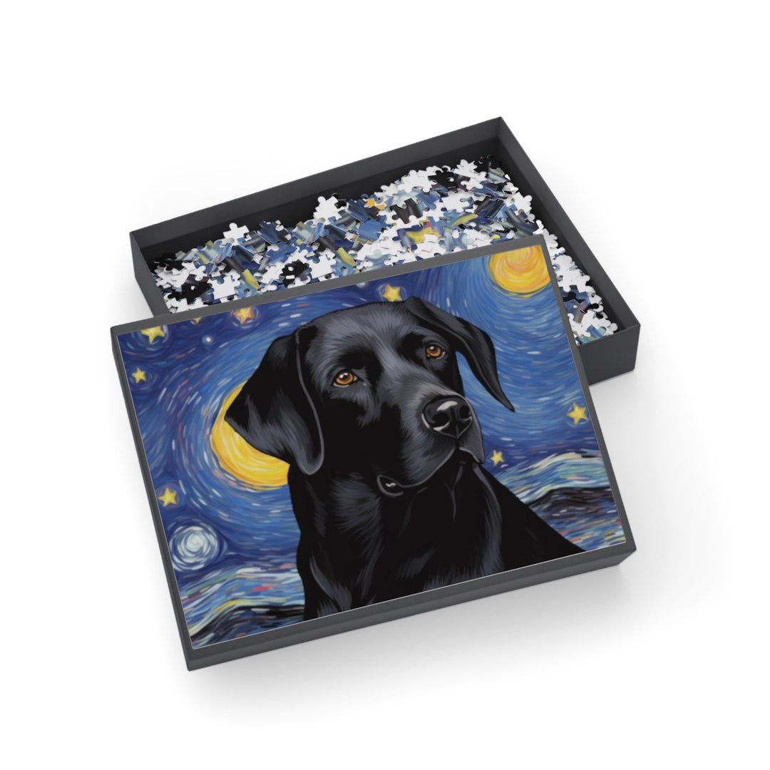 Black Labrador Puzzle With Starry Night Art 500-piece Jigsaw Puzzle ...