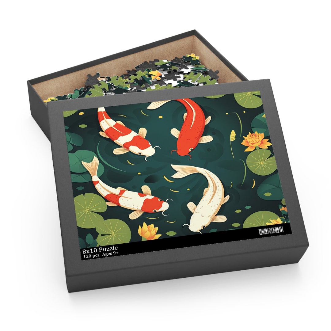 Simple Koi Lily Pad Jigsaw Puzzle 120, 252, 500-piece Tranquil Koi Fish ...