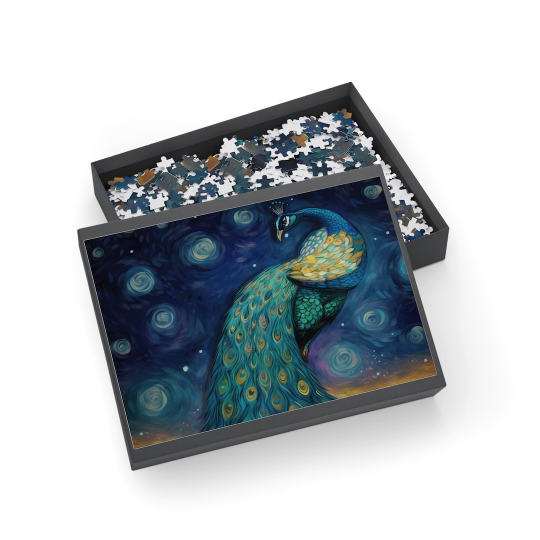 Peacock Puzzle: Mesmerizing Night Sky Jigsaw Puzzle With Peacock ...