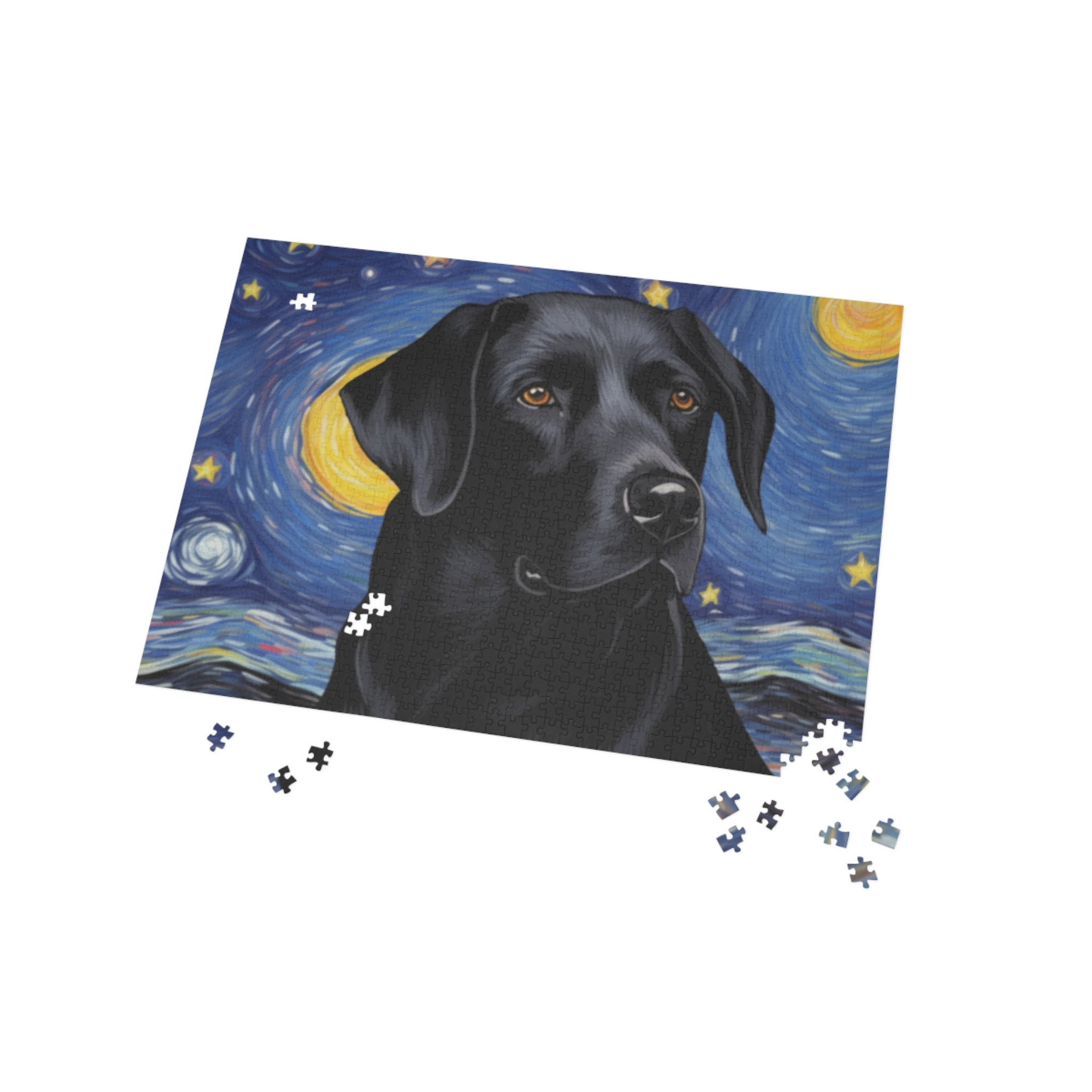 Black Labrador Puzzle With Starry Night Art 500-piece Jigsaw Puzzle ...