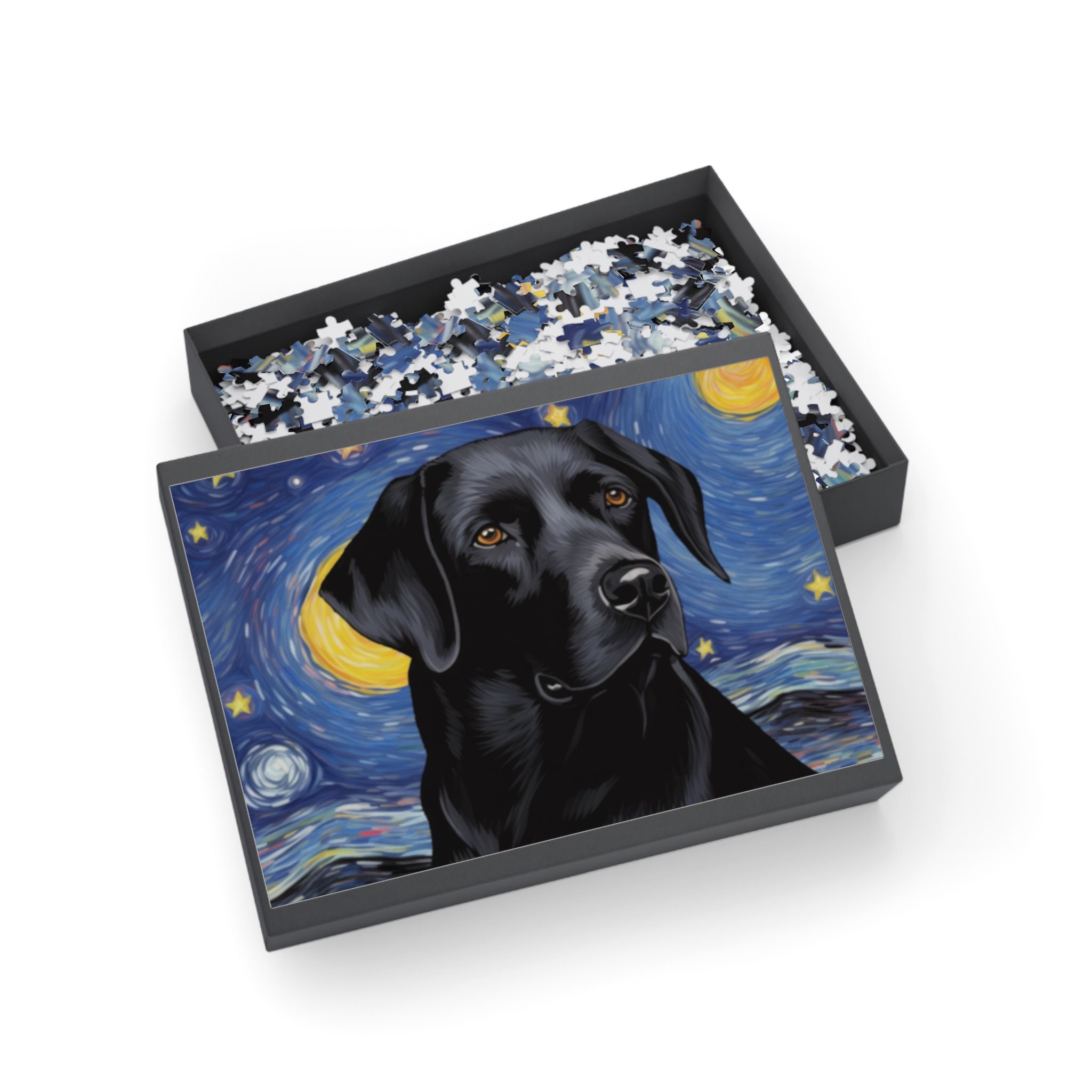 Black Labrador Puzzle With Starry Night Art 500-piece Jigsaw Puzzle ...