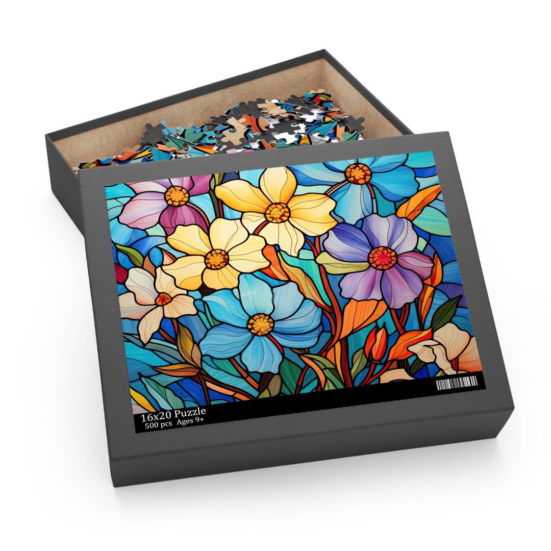 Blossom-filled Stained Glass Puzzles for a Tranquil Experience - Etsy
