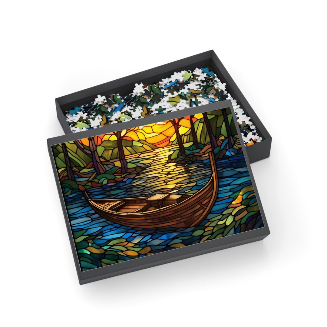 Stained Glass River Boat Puzzle Nautical Jigsaw for Serene ...