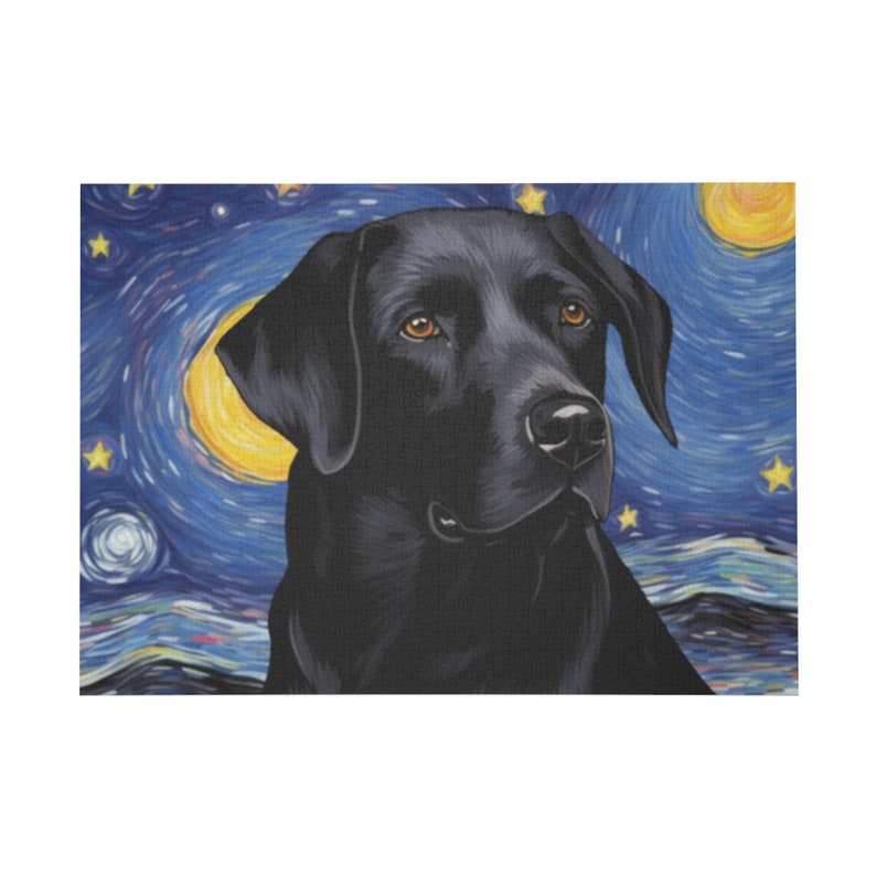 Black Labrador Puzzle With Starry Night Art 500-piece Jigsaw Puzzle ...