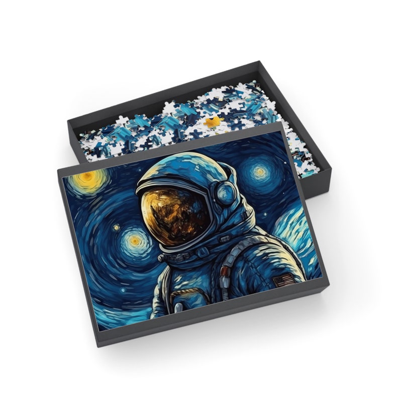Astronaut Themed Puzzle With Starry Night Art Jigsaw Puzzle Space ...