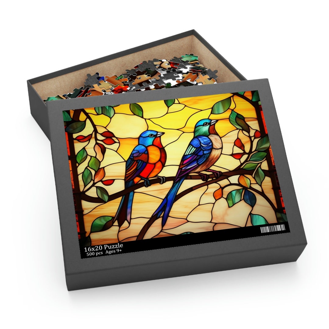 Stained Glass Birds Jigsaw Puzzle 120, 252, 500 Piece Puzzle Lover Gift ...