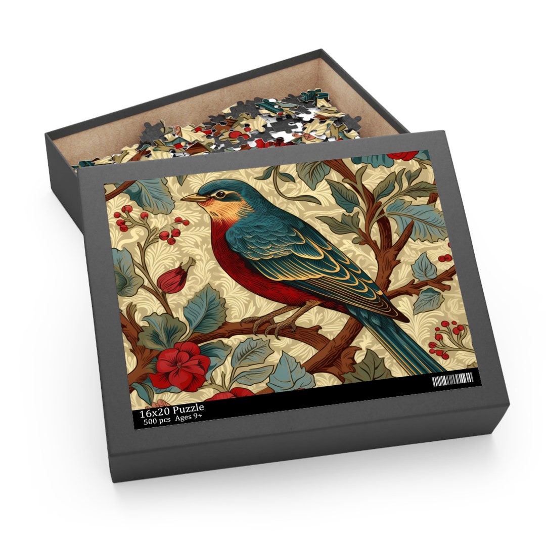 William Morris Inspired Bird on Perch Jigsaw Puzzle 120, 252, 500-piece ...