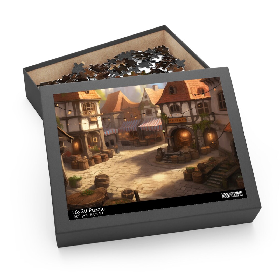 Market Square Puzzle Medieval Town Scene, Family Fun, Brain Teaser ...