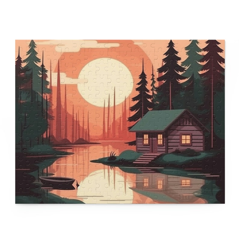 Retro Cabin Puzzle 120 252 500-piece Family Puzzle - Etsy