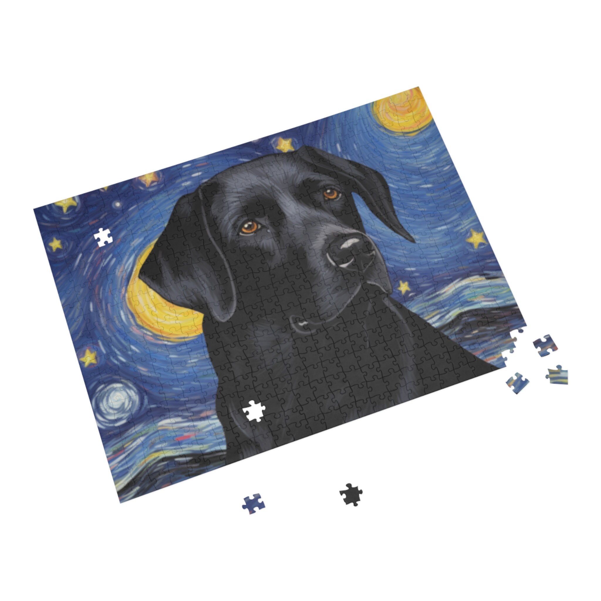 Black Labrador Puzzle With Starry Night Art 500-piece Jigsaw Puzzle ...