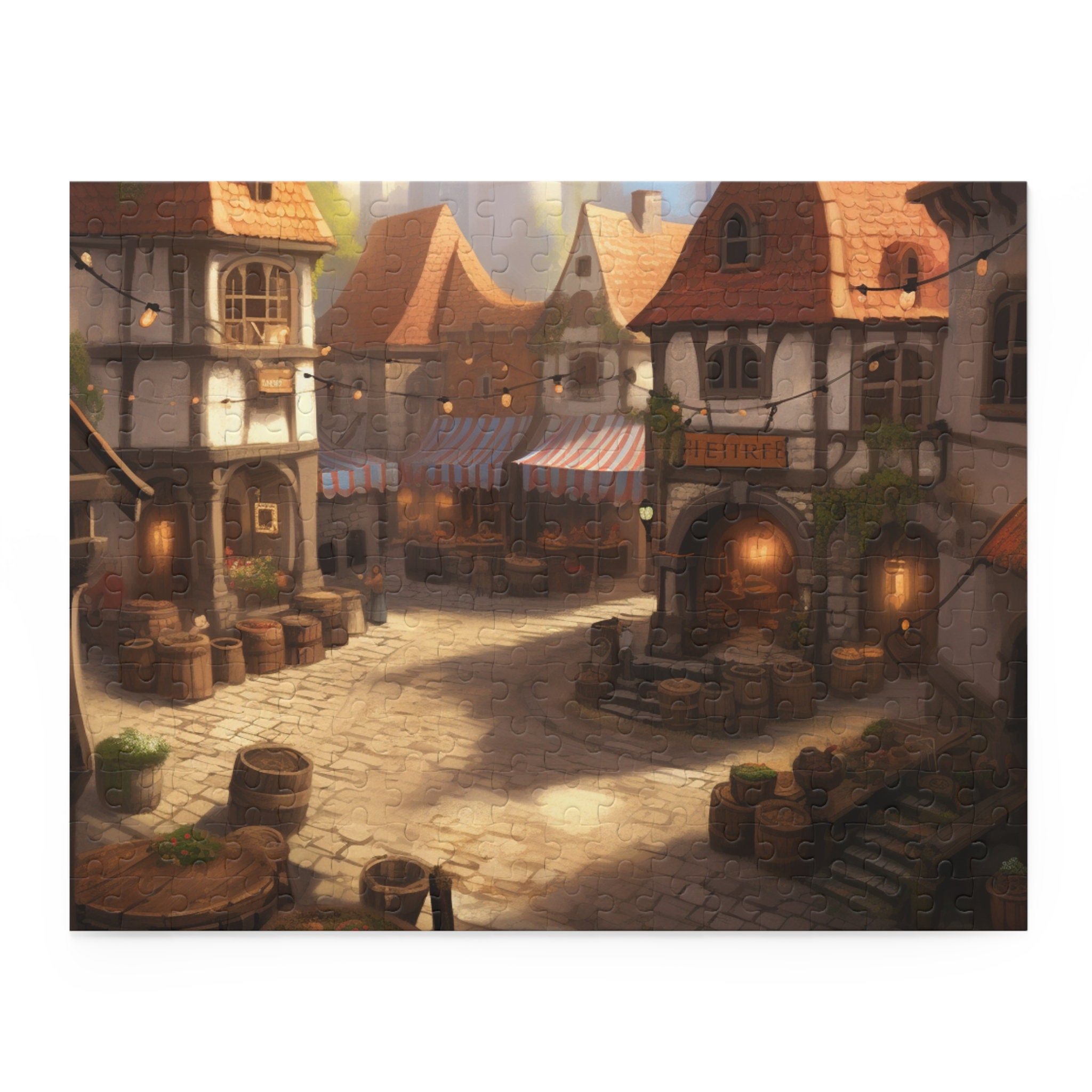 Market Square Puzzle Medieval Town Scene Family Fun Brain - Etsy