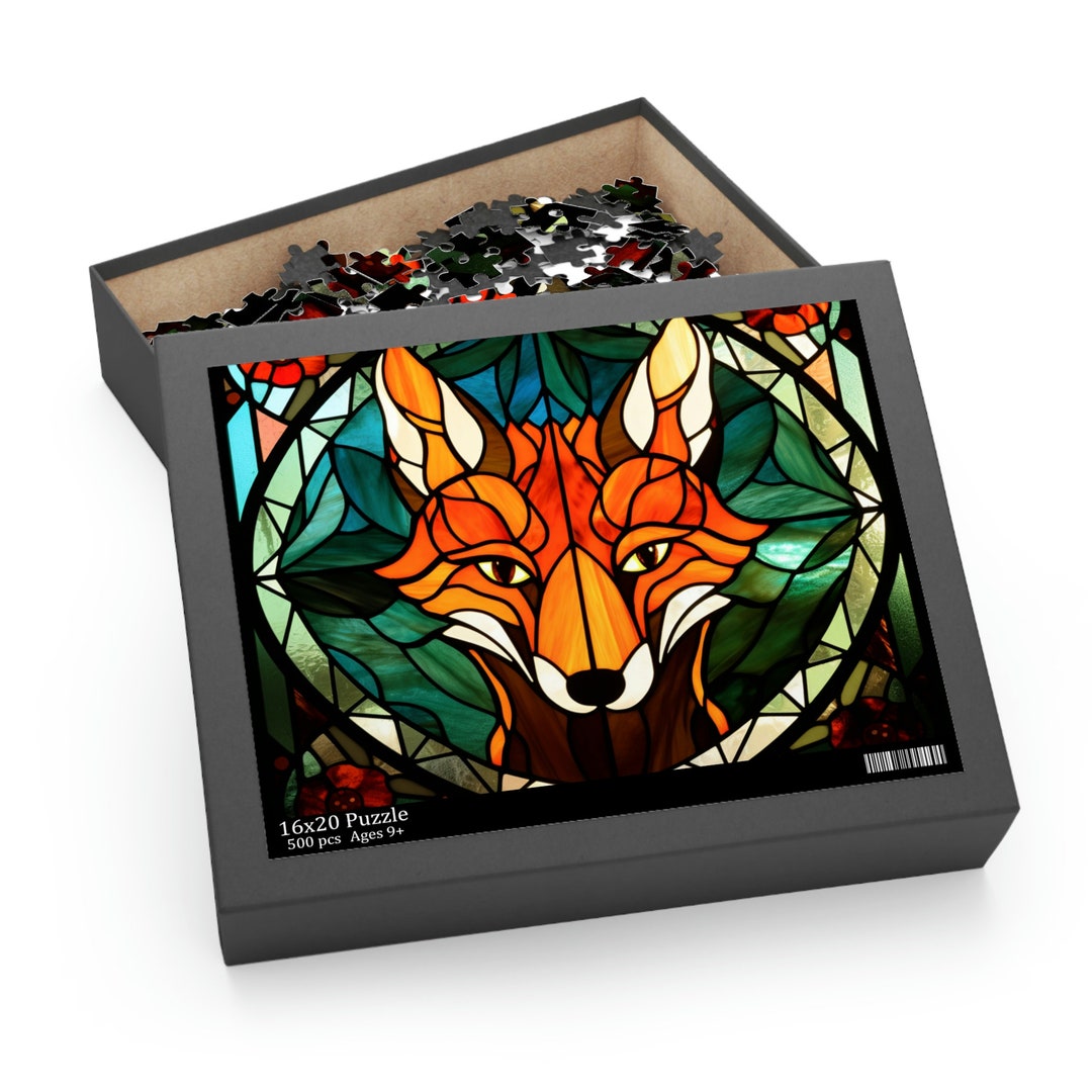Fox Stained Glass Jigsaw Puzzle 120, 252, 500 Piece Puzzle Lover Gift ...