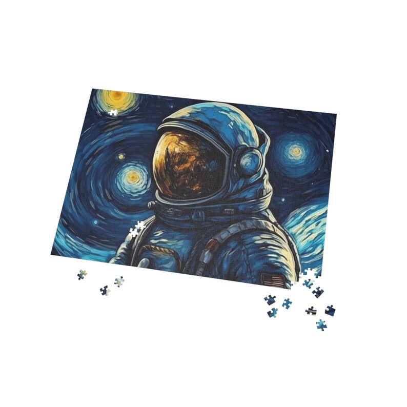 Astronaut Themed Puzzle With Starry Night Art Jigsaw Puzzle Space ...