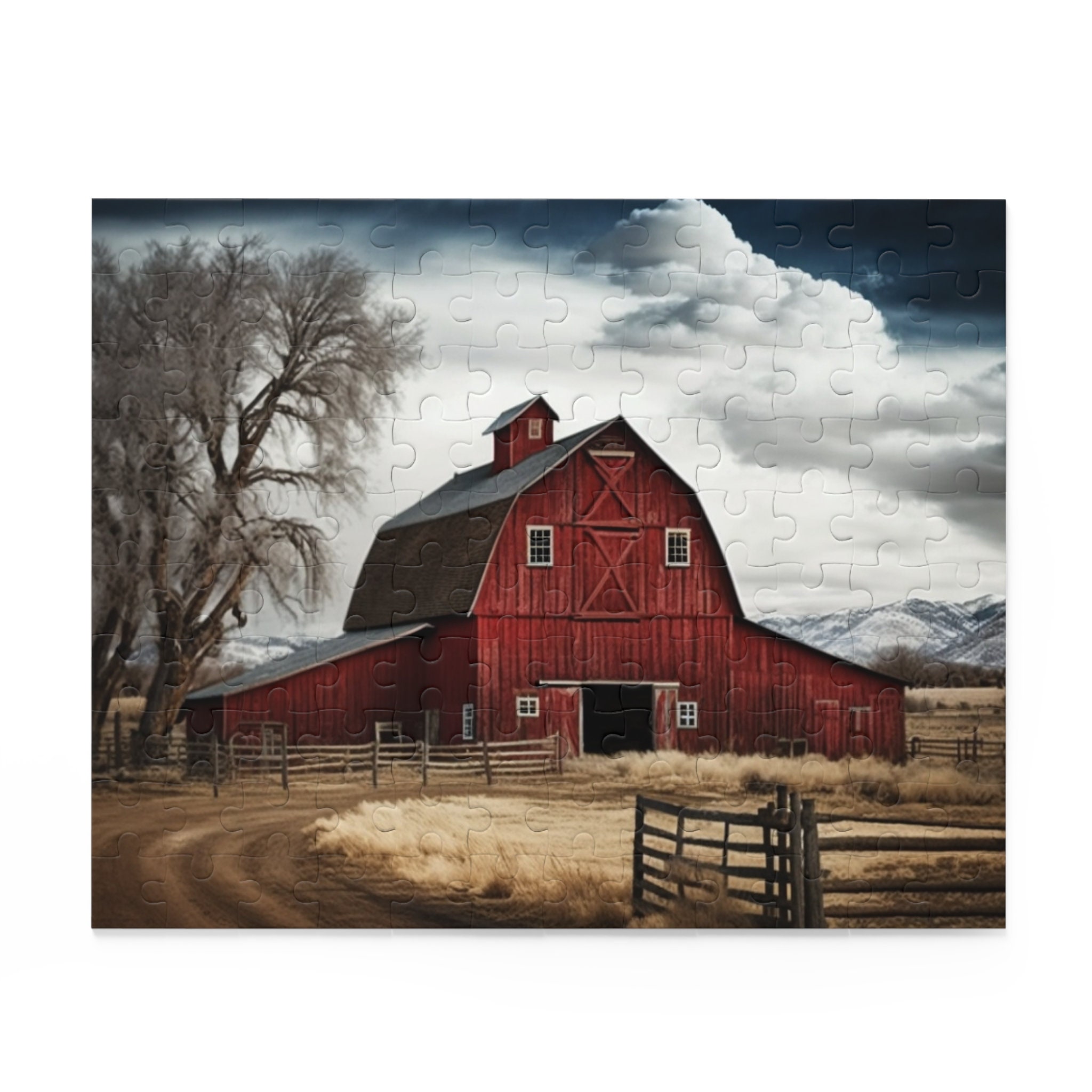Red Barn Puzzle: Quaint Country Scene, Rustic Farmhouse Decor ...