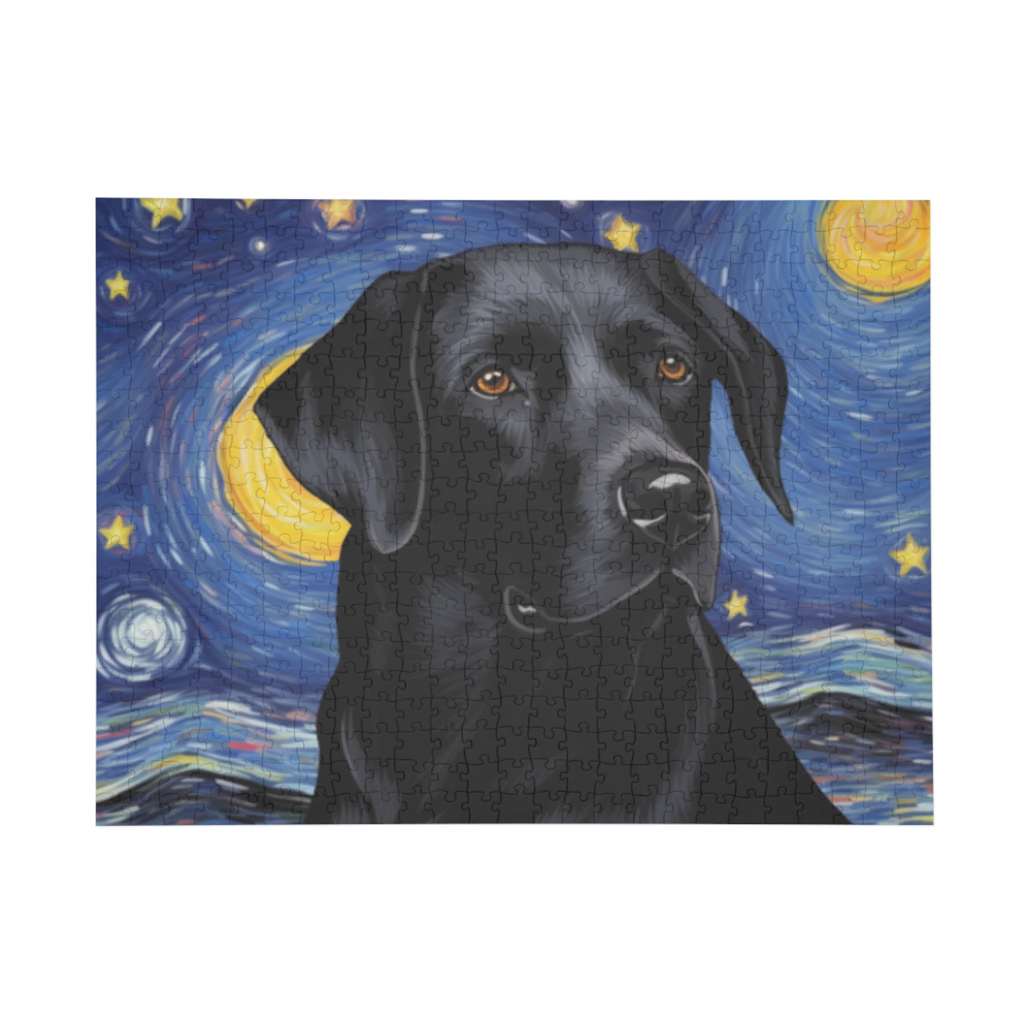 Black Labrador Puzzle With Starry Night Art 500-piece Jigsaw Puzzle ...