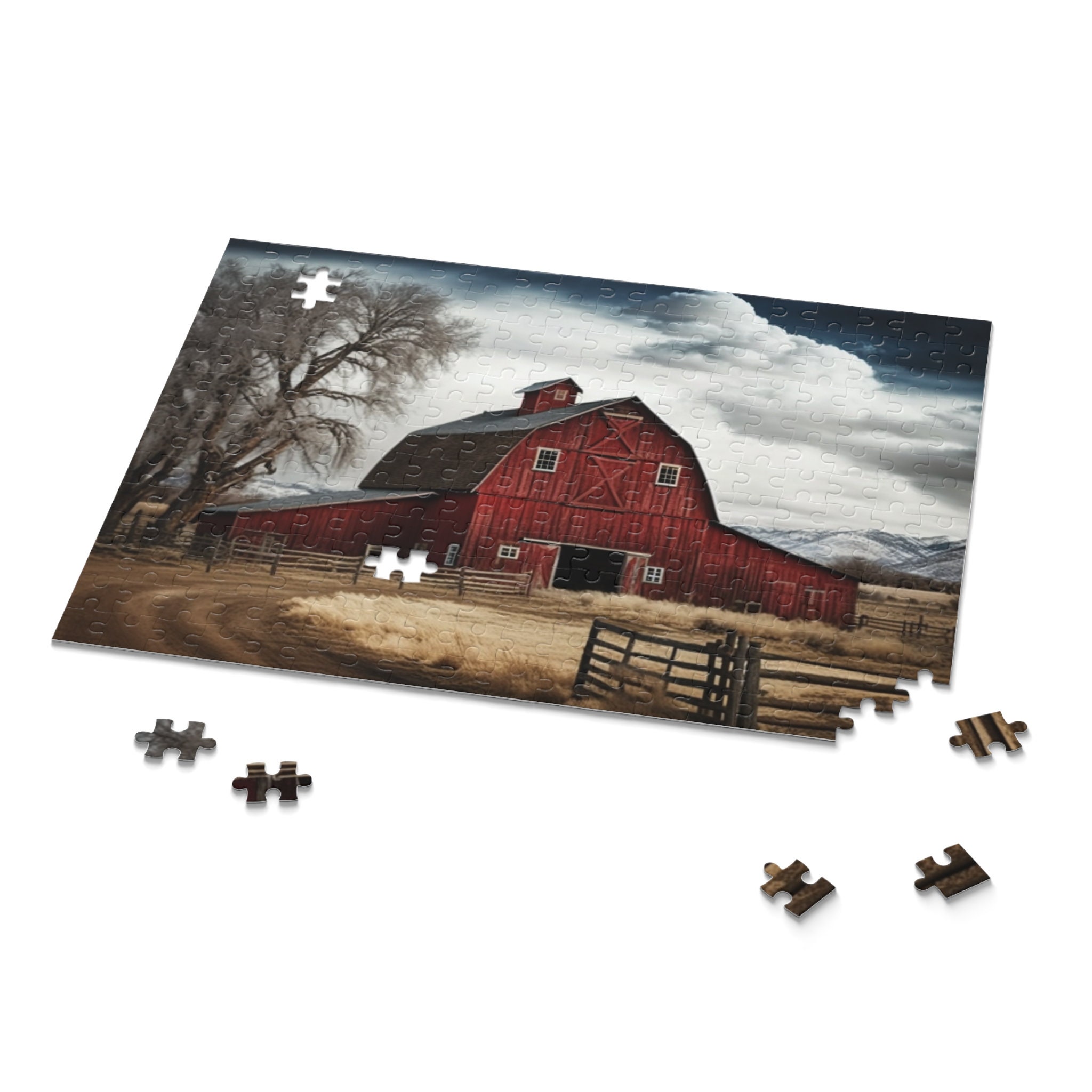 Red Barn Puzzle: Quaint Country Scene, Rustic Farmhouse Decor ...