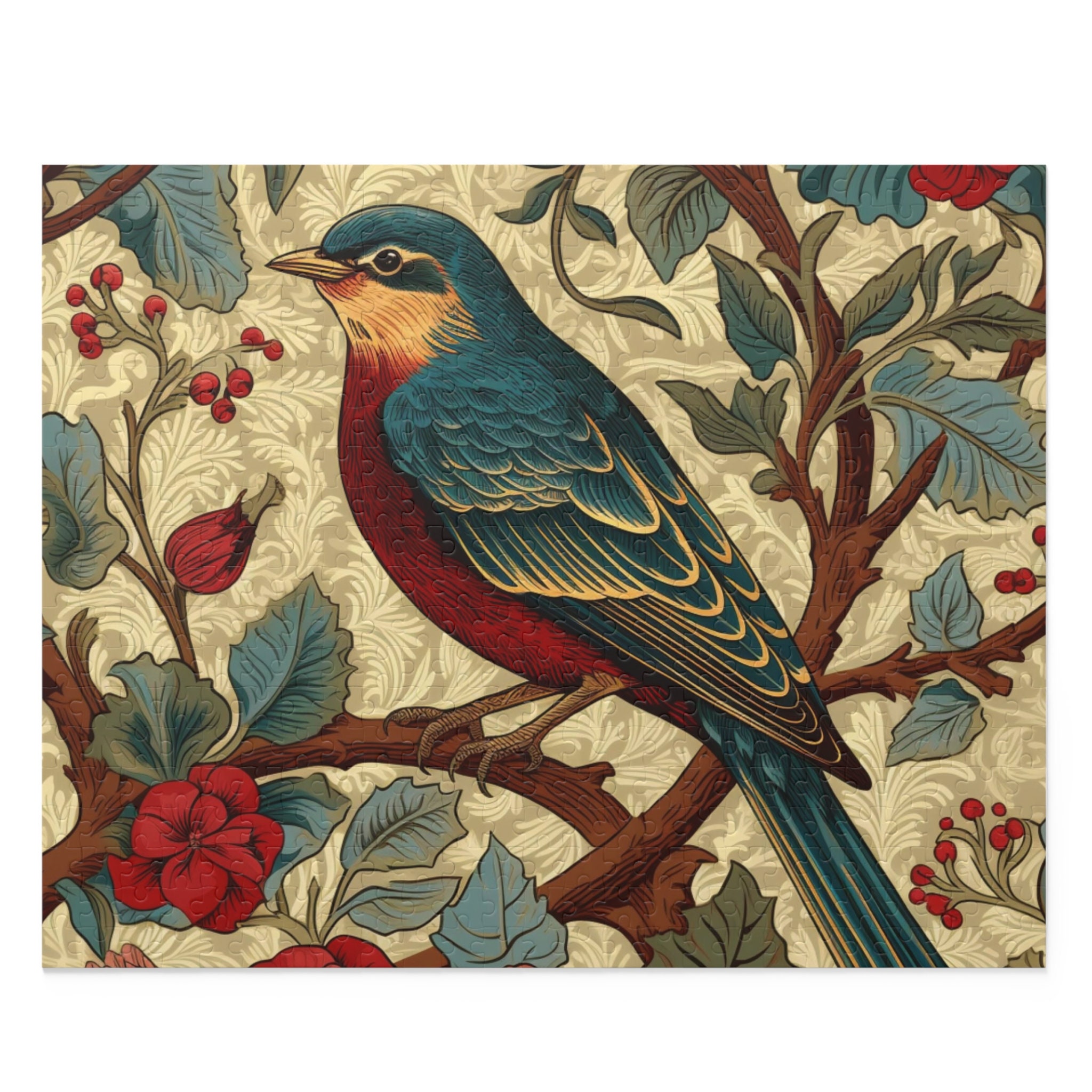 William Morris Inspired Bird on Perch Jigsaw Puzzle 120, 252, 500-piece ...