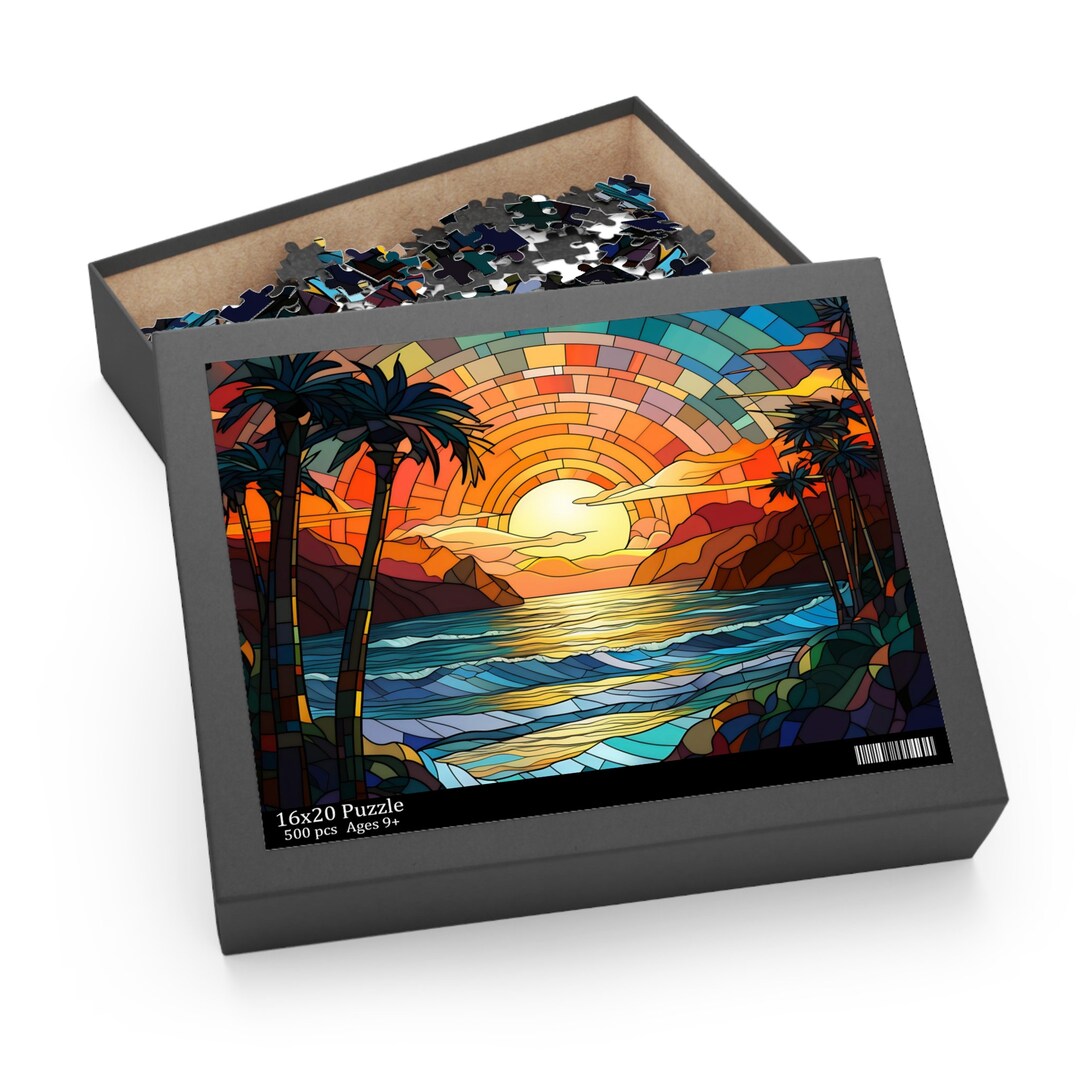 Sunset Stained Glass Puzzle: A Radiant and Relaxing Jigsaw Experience ...