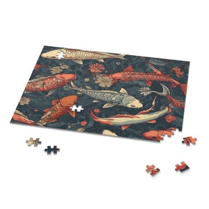 Koi Serenity Jigsaw Puzzle 120, 252, 500-piece Tranquil Koi Fish Pond ...