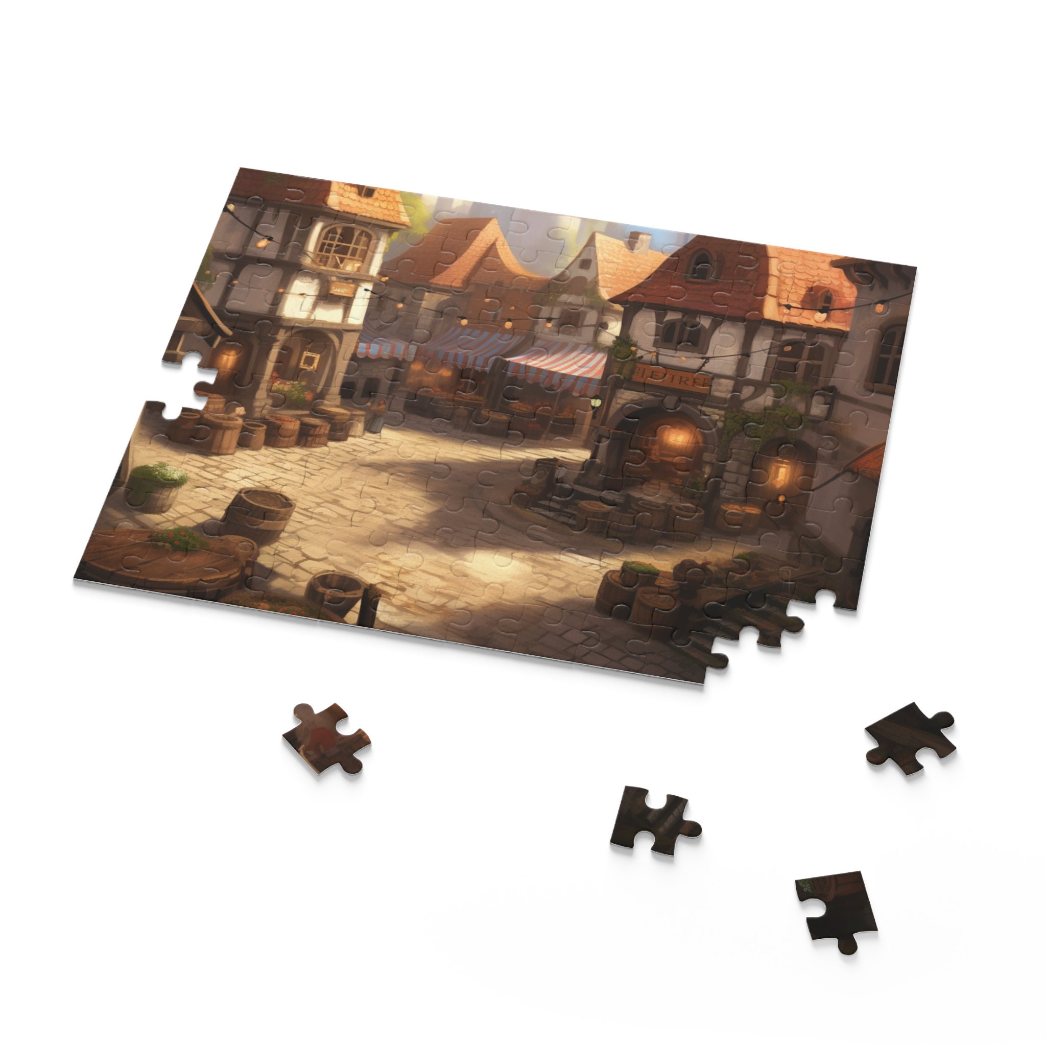 Market Square Puzzle Medieval Town Scene, Family Fun, Brain Teaser ...