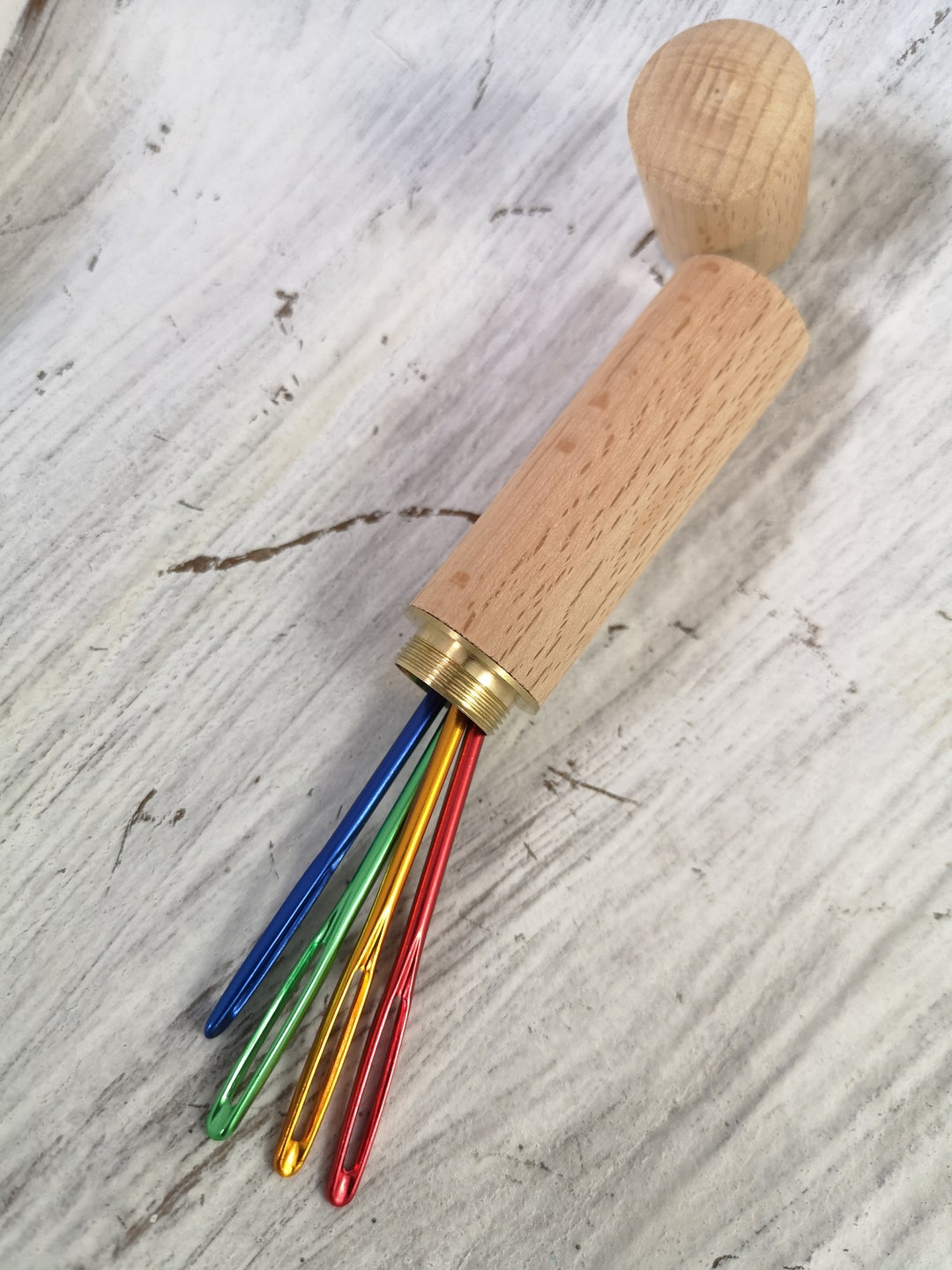 Darning Needle Set: 4 Colorful Needles With Large Eye in a Wooden Box ...
