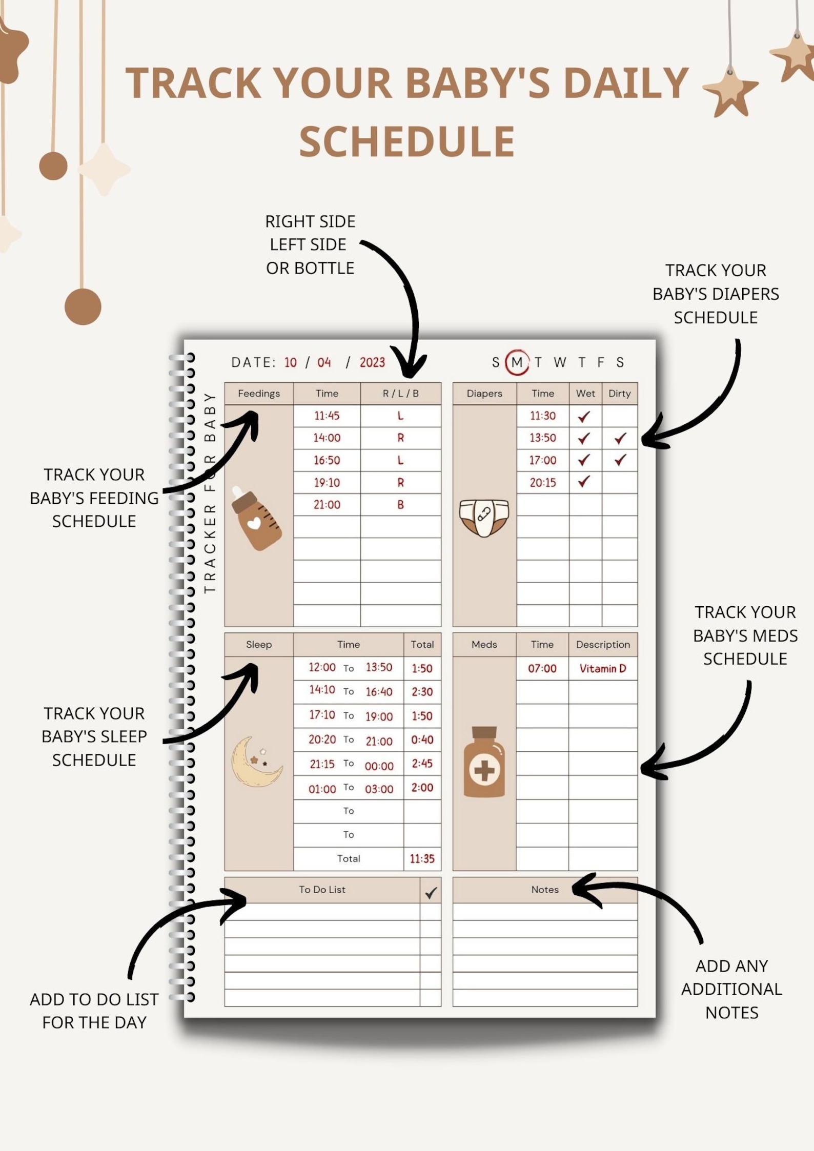 Printable Baby Log | Baby Tracker | Newborn Tracker | Nursing Log ...