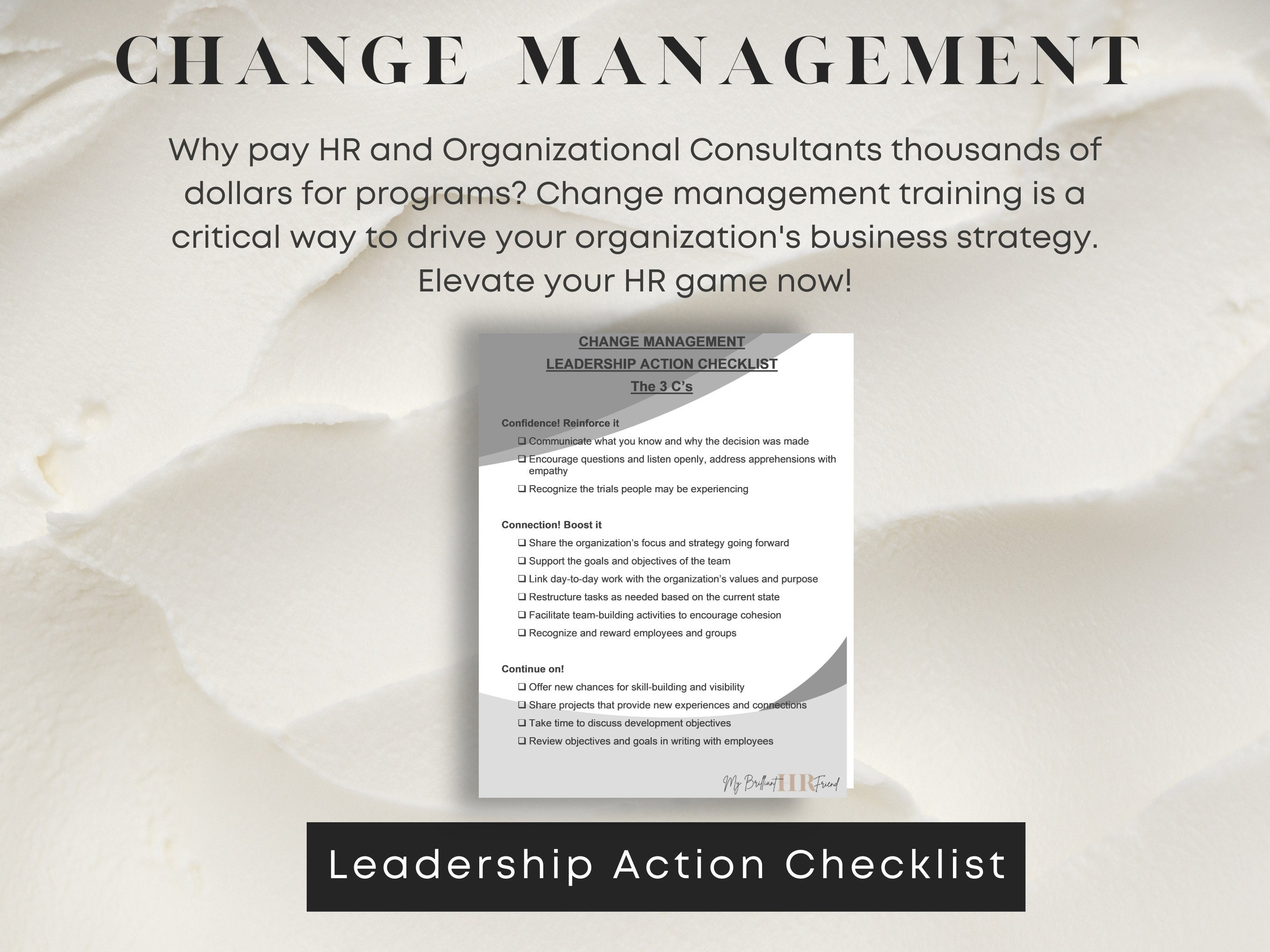 Leadership Tool Change Management Action Checklist Strategic Human ...