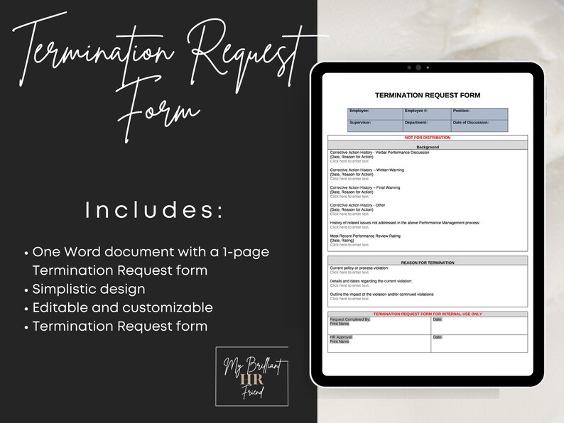 Employee Termination Request Form | Performance Management | Employee ...