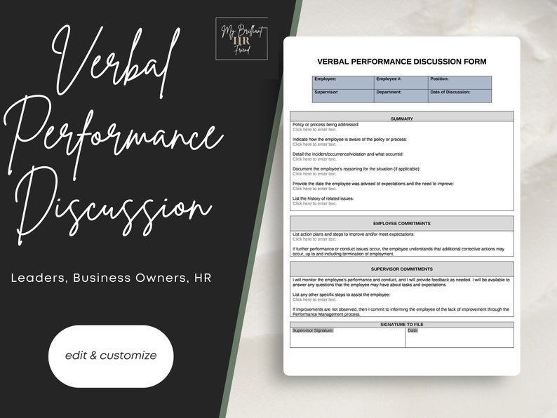 Performance Management Form | Employee Handbook | Human Resources | HR ...