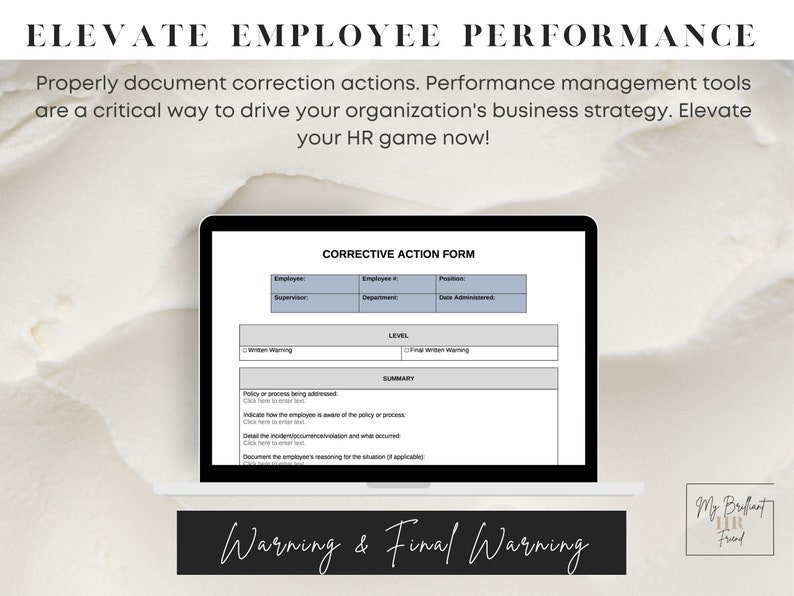 Corrective, Disciplinary, Warning Action Form | Performance Management ...