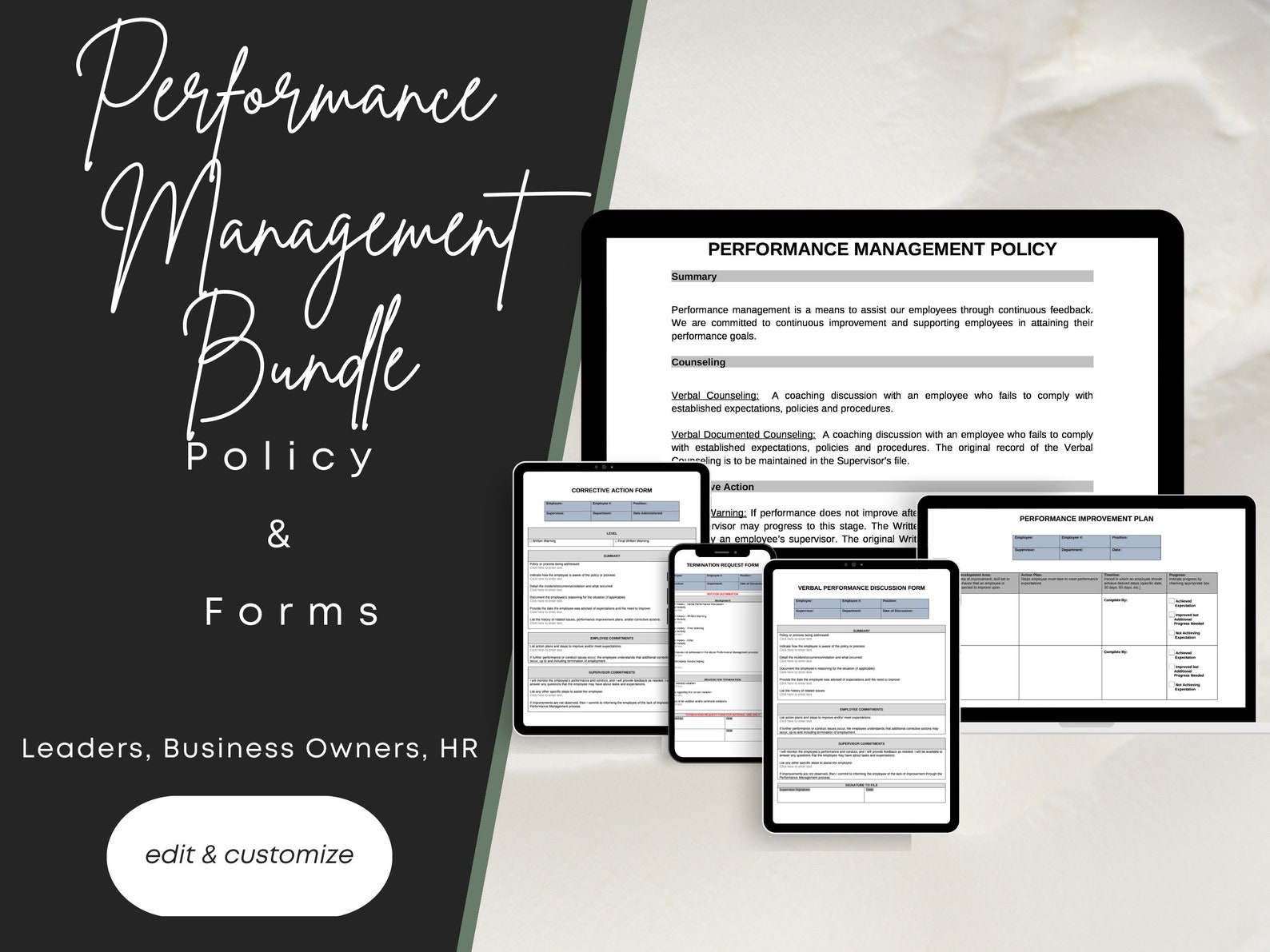 Performance Management Bundle | Policy & Forms | Human Resources | HR ...