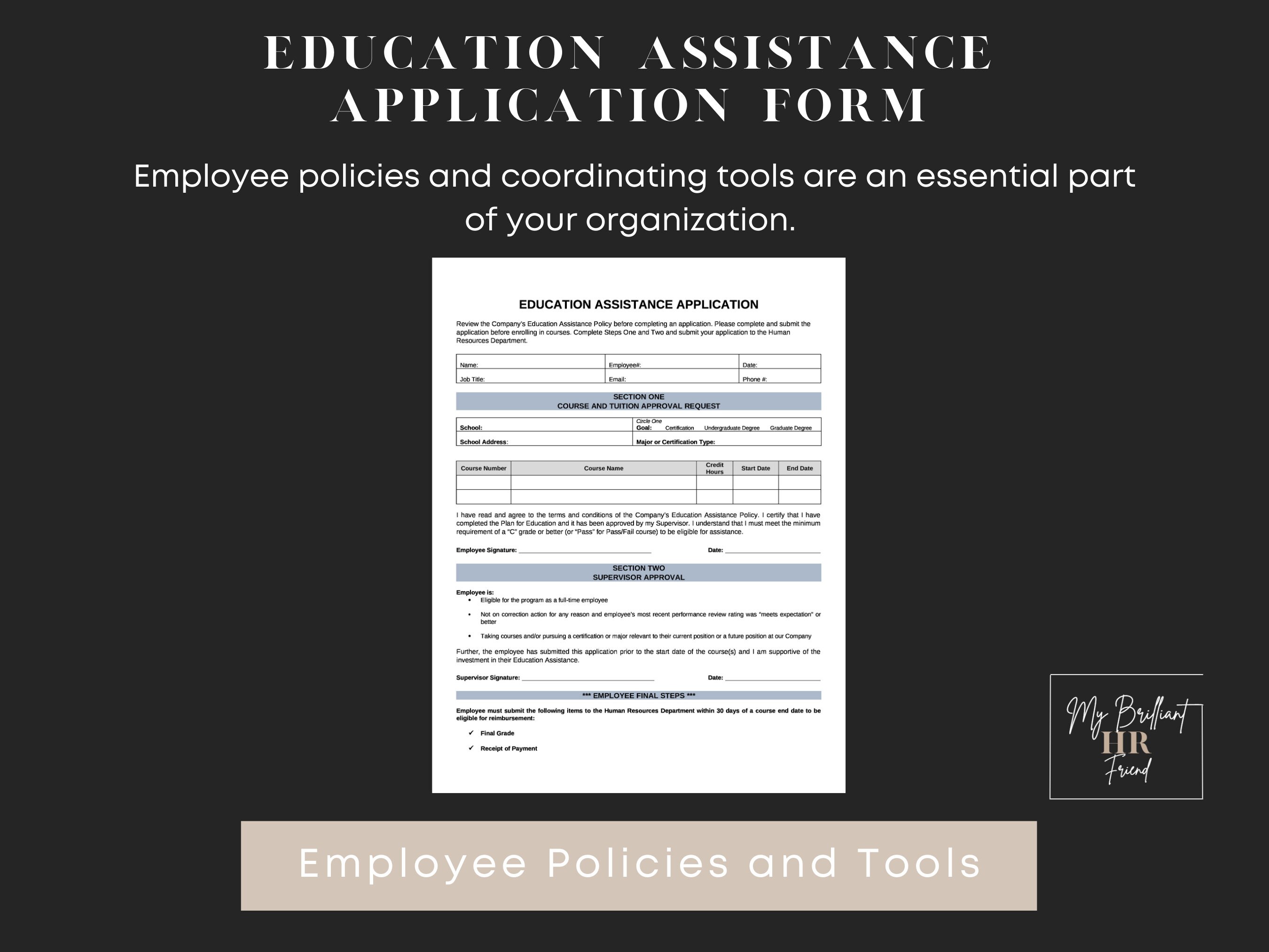 Education Assistance Application Employee Handbook & Tools Human ...