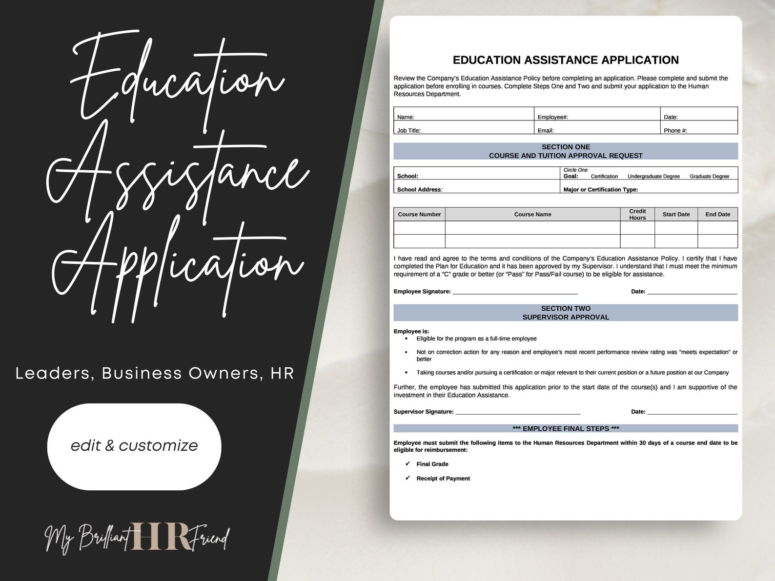 Education Assistance Application | Employee Handbook & Tools | Human ...