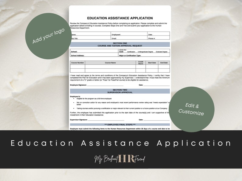 Education Assistance Application Employee Handbook & Tools Human ...