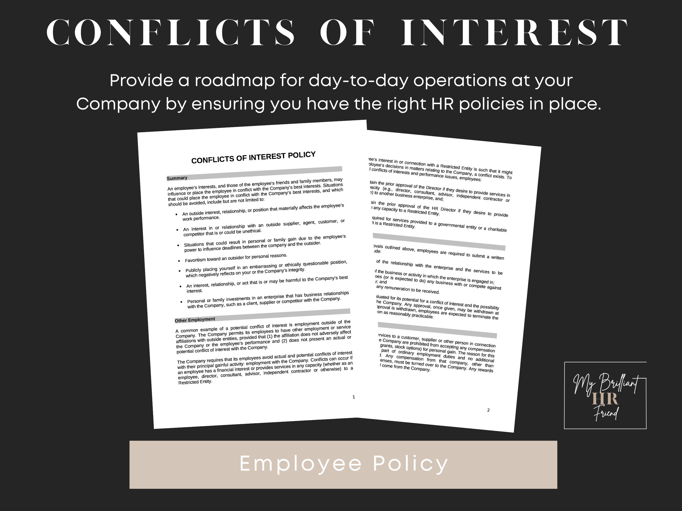 Conflicts of Interest Policy | Employee Handbook | Human Resources | HR ...