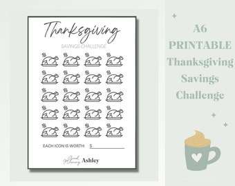 Thanksgiving Savings Challenge Tracker Size : A6 - Etsy
